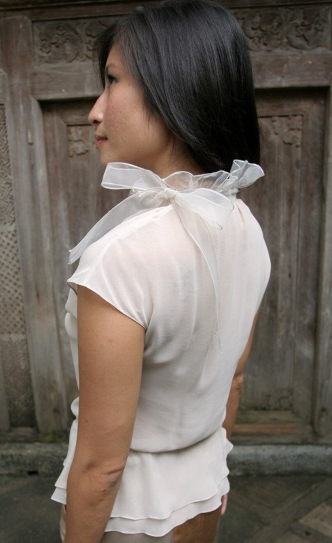 Sheer Austere Blouse W/organza Collar - Etsy