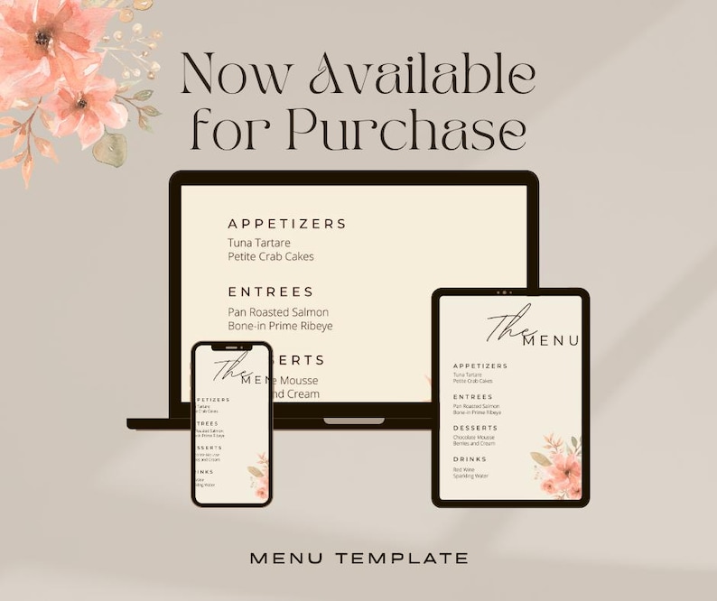 Custom Modern Menu Template - Etsy