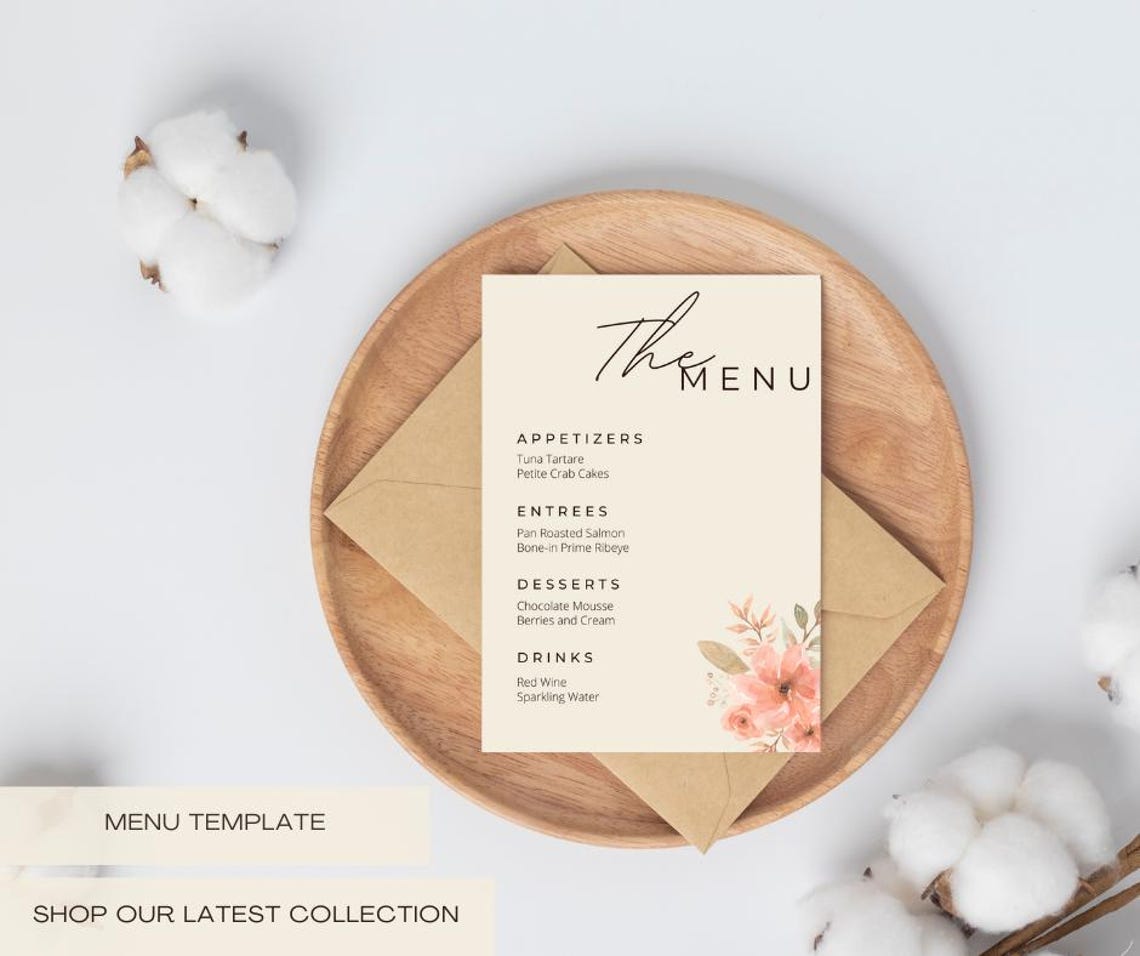 Custom Modern Menu Template - Etsy