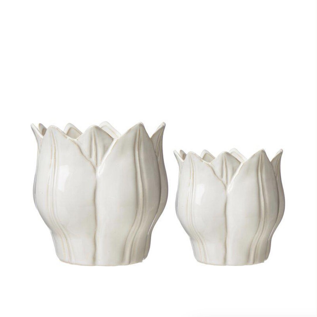 Tulip Design, off White Plant Pot Set of 2 - Etsy