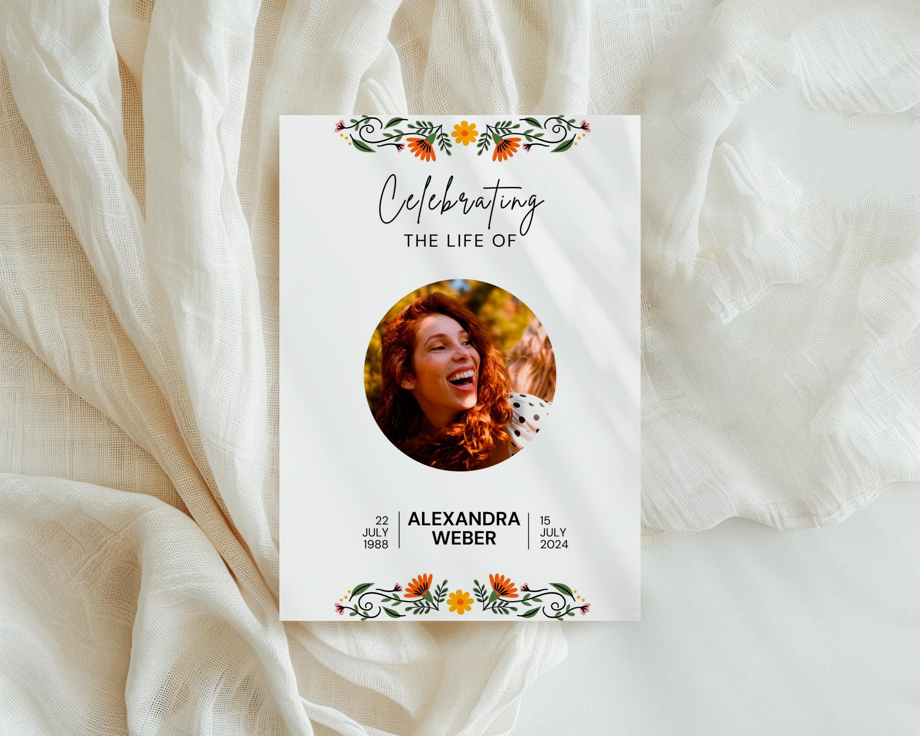 Editable Funeral Program With Photo, Celebration of Life Program ...