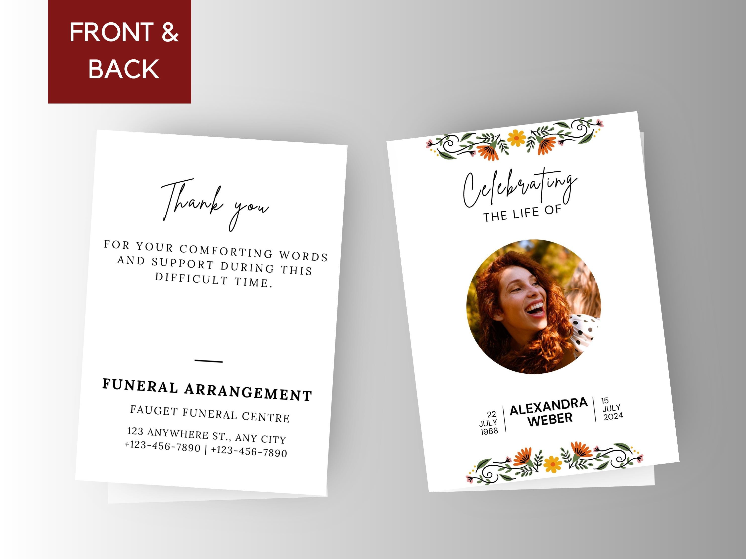 Editable Funeral Program With Photo, Celebration of Life Program ...