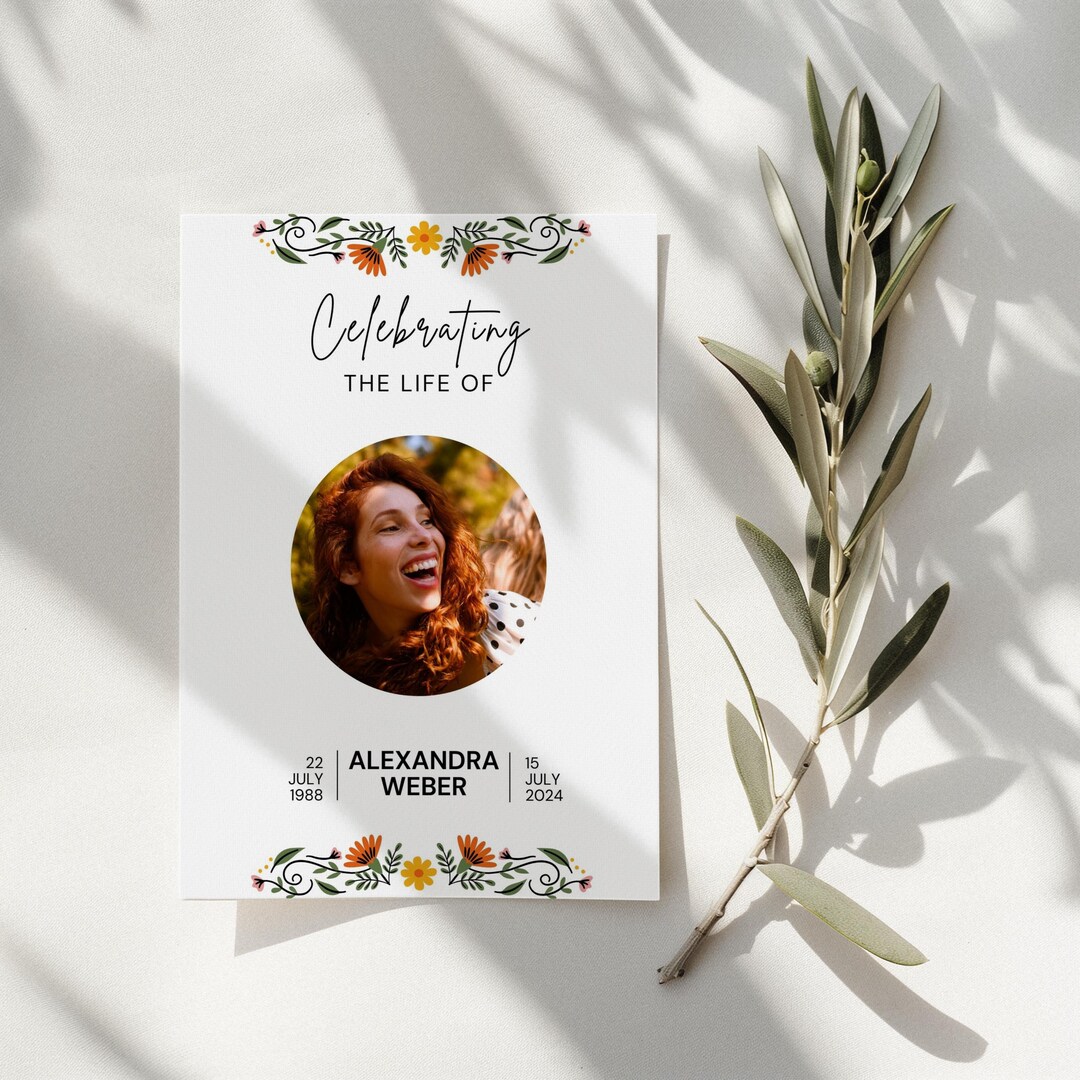 Editable Funeral Program With Photo, Celebration of Life Program ...