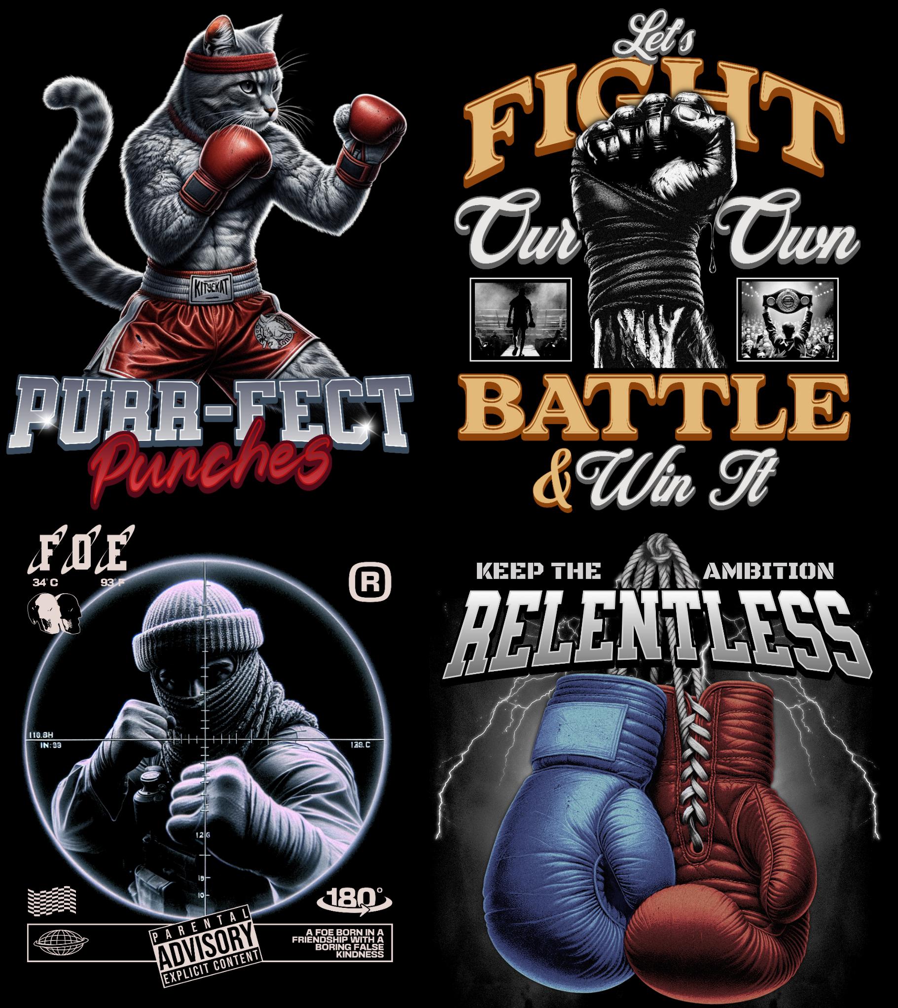 Boxing PNG Bundle – Urban Fighter T-shirt Designs – Streetwear ...