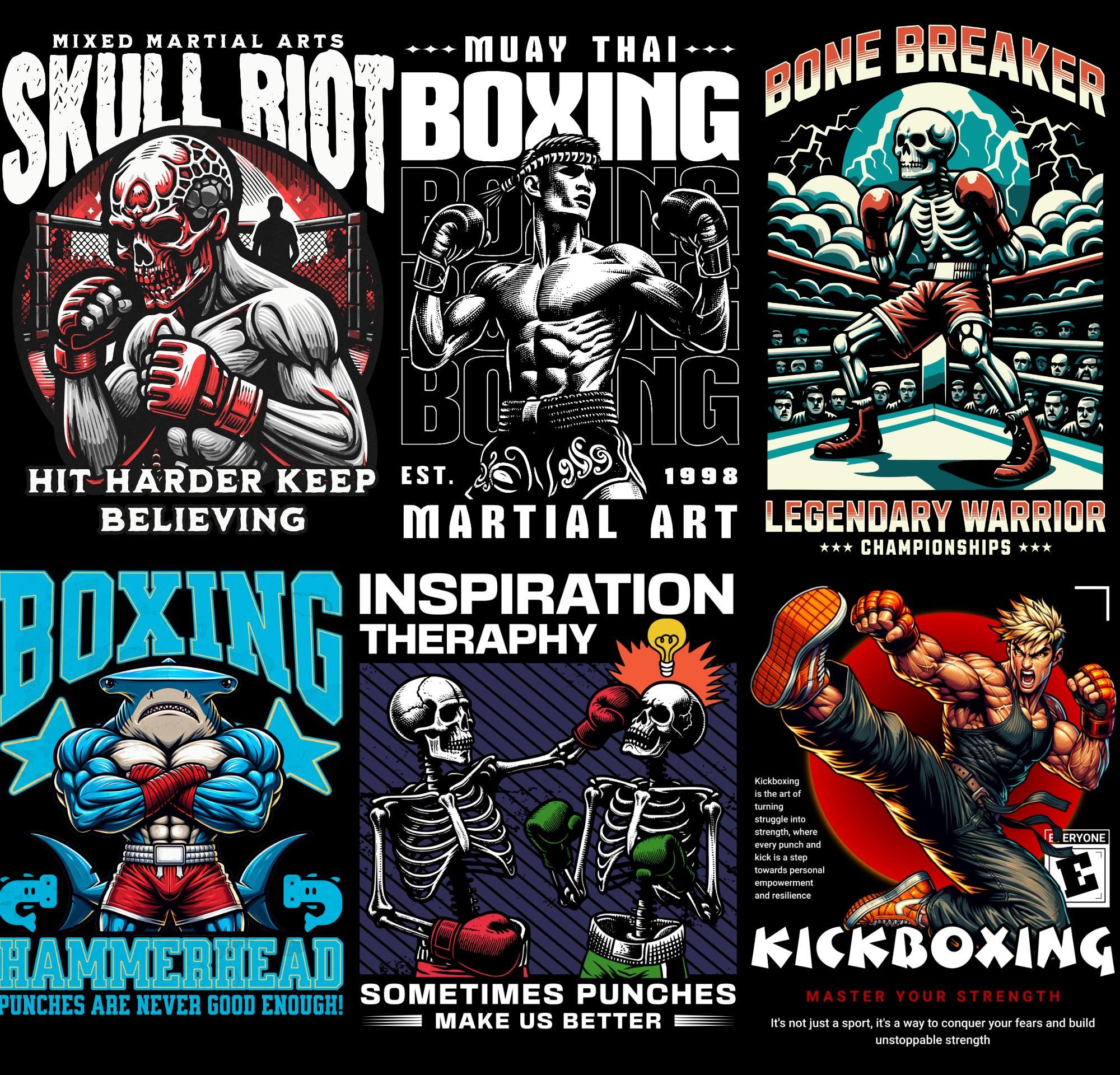 Boxing PNG Bundle – Urban Fighter T-shirt Designs – Streetwear ...