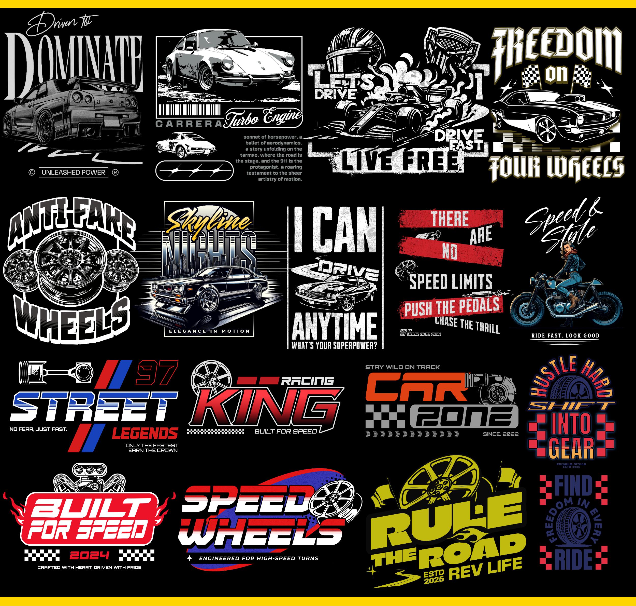 400+ Car T-shirt Design PNG Bundle: Premium Streetwear Graphics ...