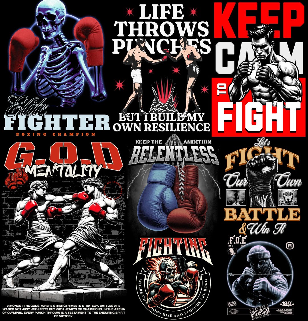 Trendy Boxing T-shirt Design Bundle, Premium Quality Streetwear ...