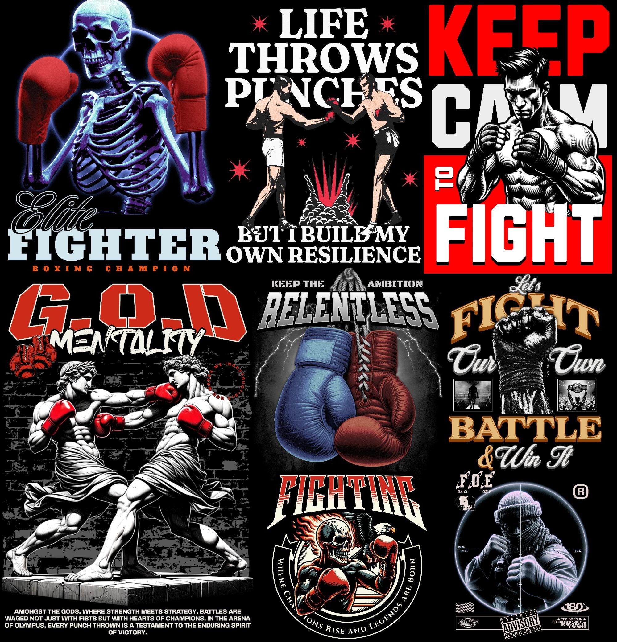Boxing PNG Bundle – Urban Fighter T-shirt Designs – Streetwear ...