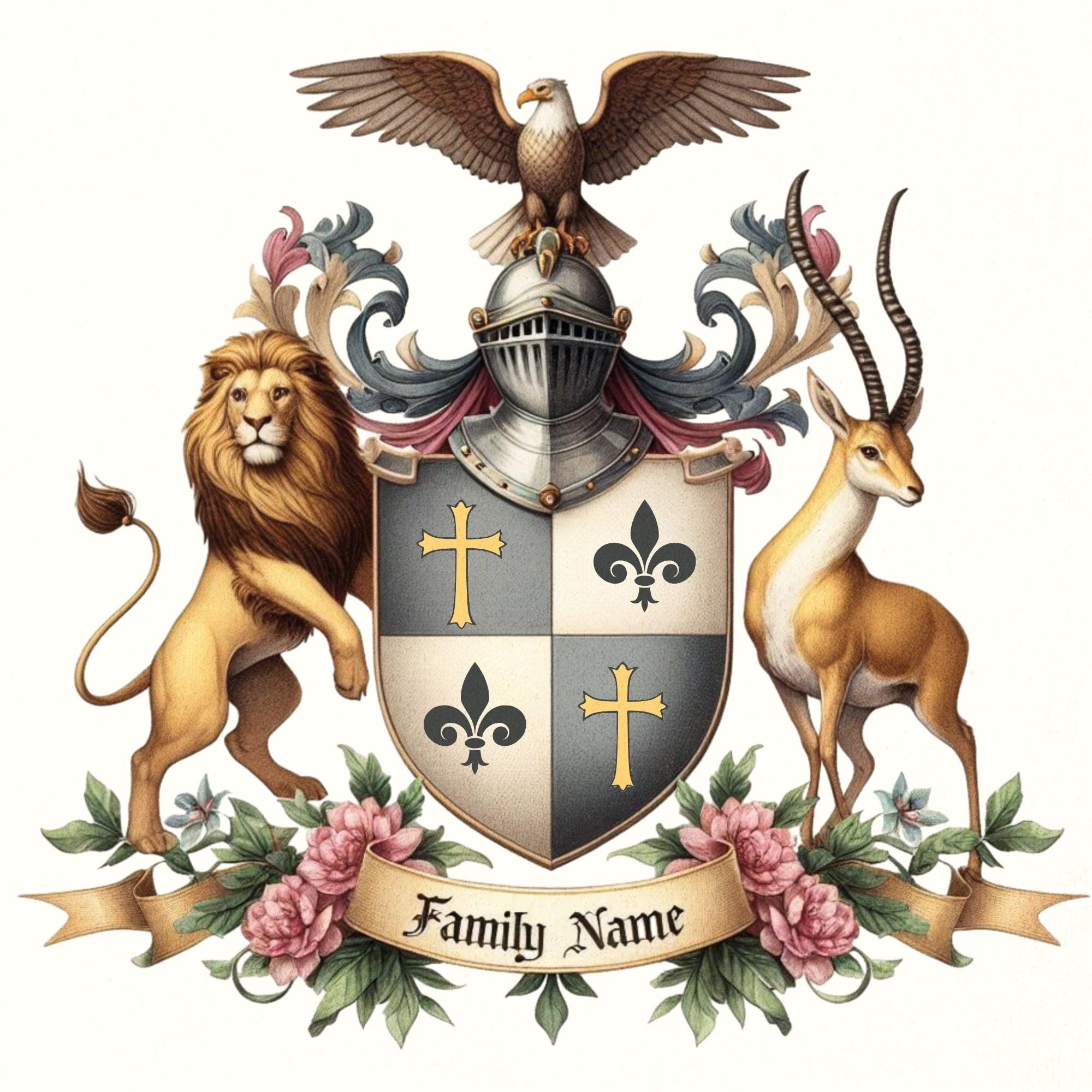 Custom Family Crest Logo – Personalized Heritage Shield – Vintage Coat ...