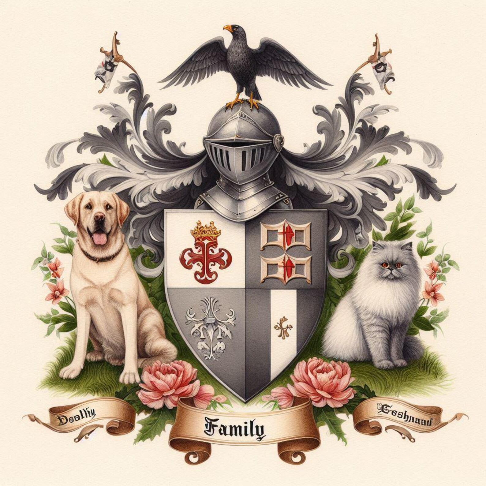 Custom Family Crest Logo – Personalized Heritage Shield – Vintage Coat ...