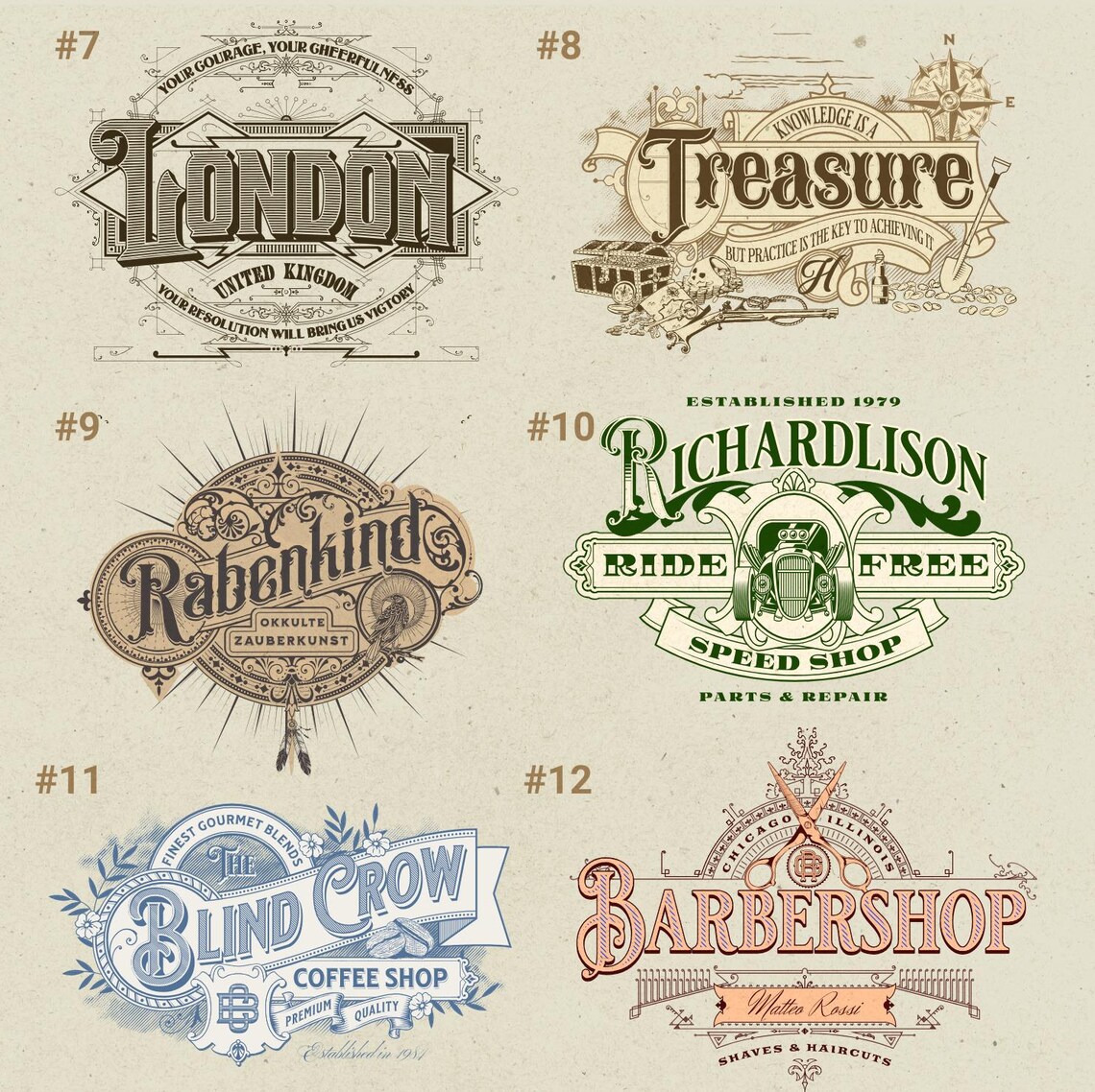 Victorian Logo Template – Custom Engraved Business Logo – Vintage ...