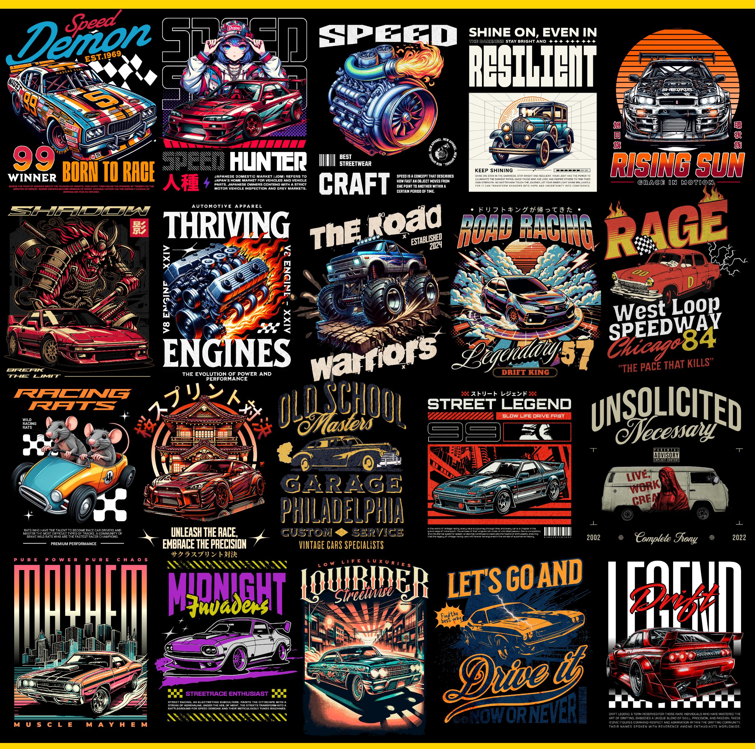 400+ Car T-shirt Design PNG Bundle: Premium Streetwear Graphics ...