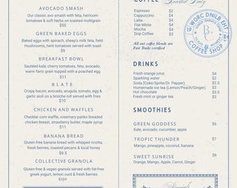 Restaurant Menu Template Canva, Editable Price List & Welcome Sign ...