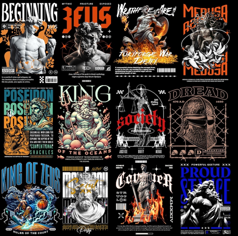 Greek Mythology PNG Bundle – Gods, Warriors & Heroes Shirt Designs (100 ...