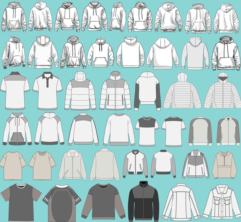 Streetwear Techpack Vector Bundle – Clothing Mockup & Fashion Design ...