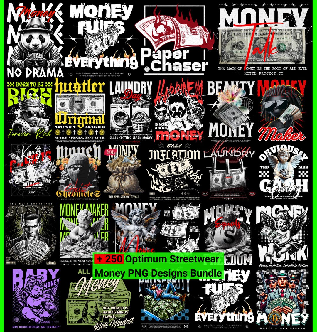 Streetwear Money PNG Designs, 250 Dollar, Trendy Digital Art Files for ...