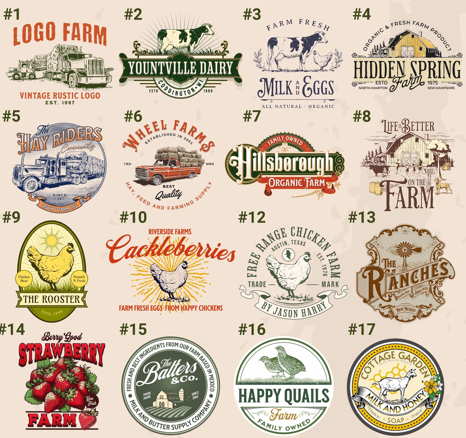 Custom Farm & Ranch Logo Design | Vintage Rustic Style | Professional ...