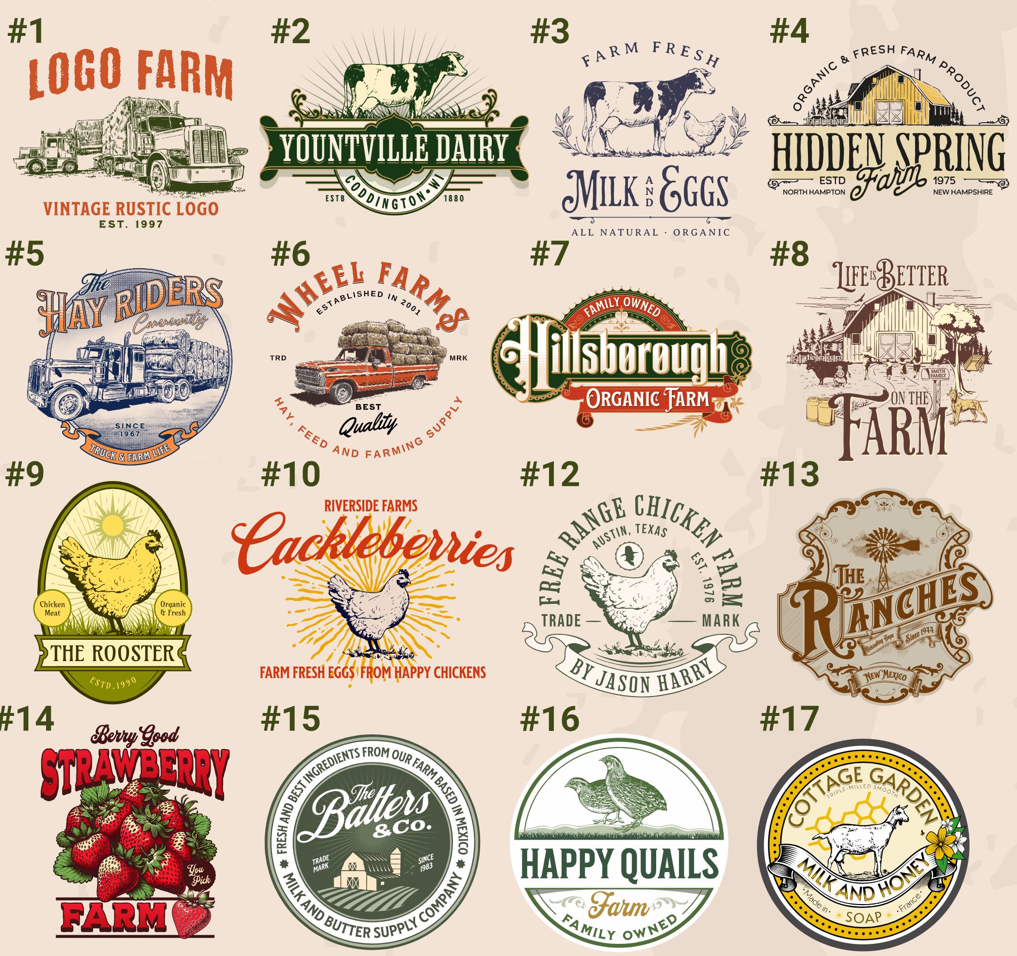 Custom Farm & Ranch Logo Design | Vintage Rustic Style | Professional ...