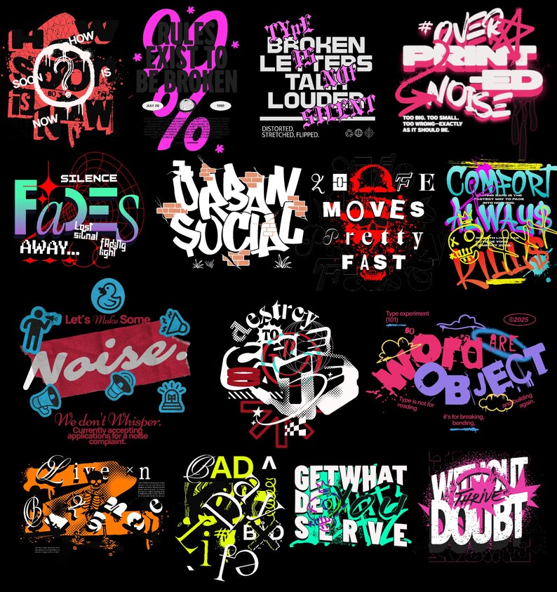 55 Experimental Typographic PNG Designs | Transparent Background ...