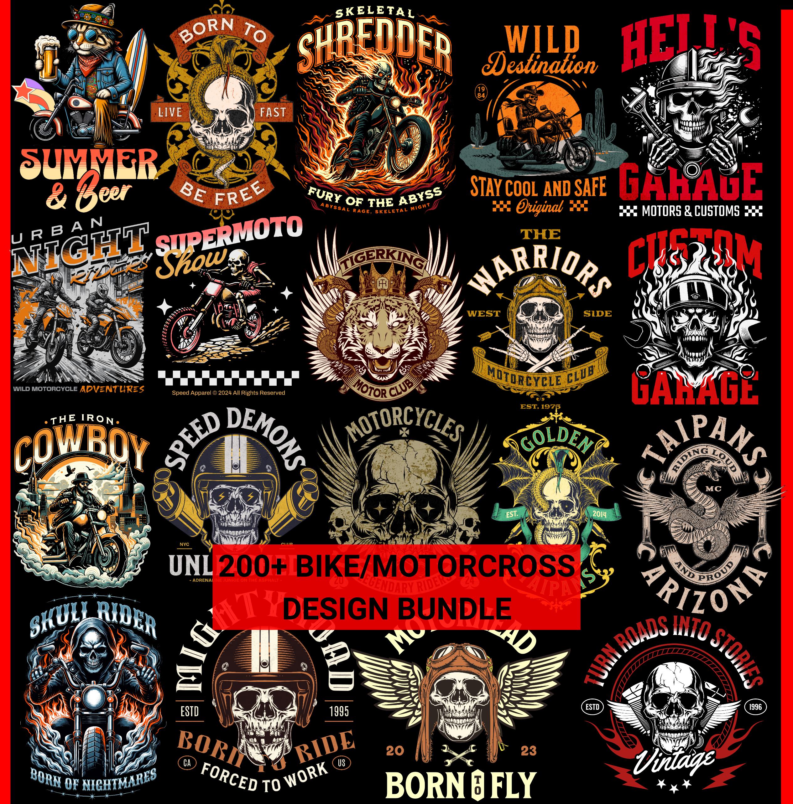 200+ Motorcycle Biker Streetwear PNG Design Bundle | T-shirt Graphics ...