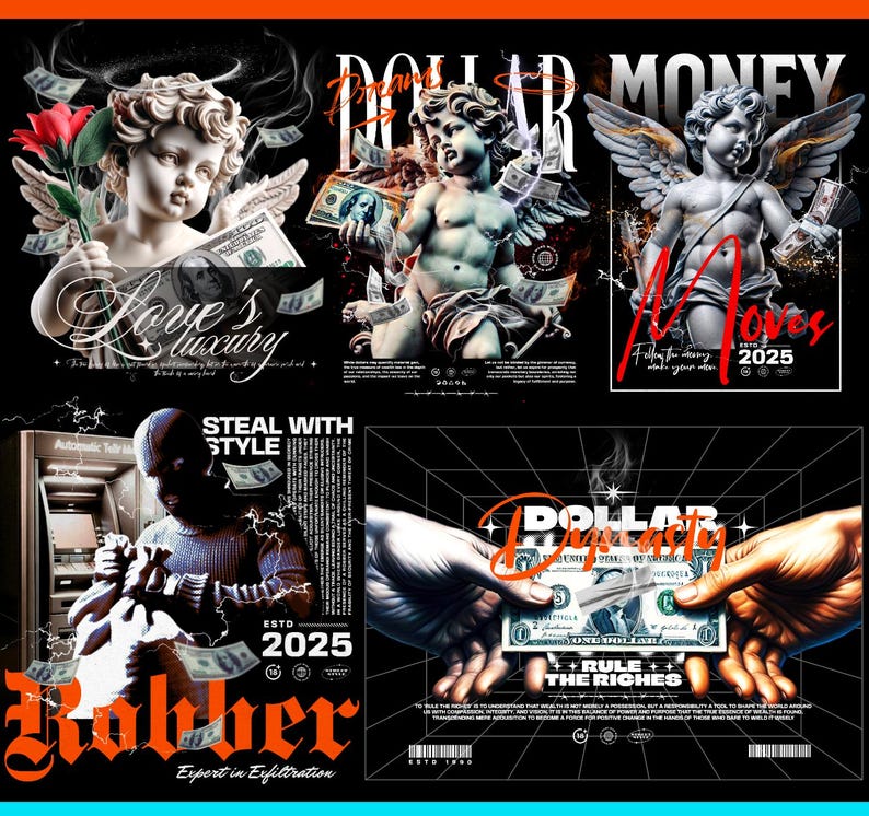 Optimum Streetwear Money PNG Designs Bundle: T-shirt Graphics, Cash ...