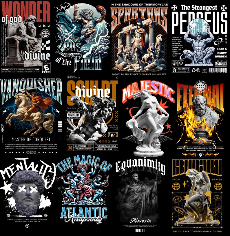 Greek Mythology PNG Bundle – Gods, Warriors & Heroes Shirt Designs (100 ...