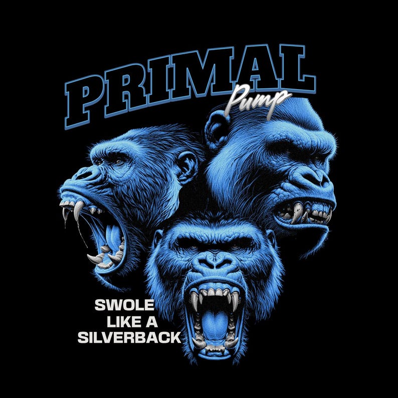 Silverback Gorilla PNG – Gym Motivation Shirt Design – Hardcore Fitness ...