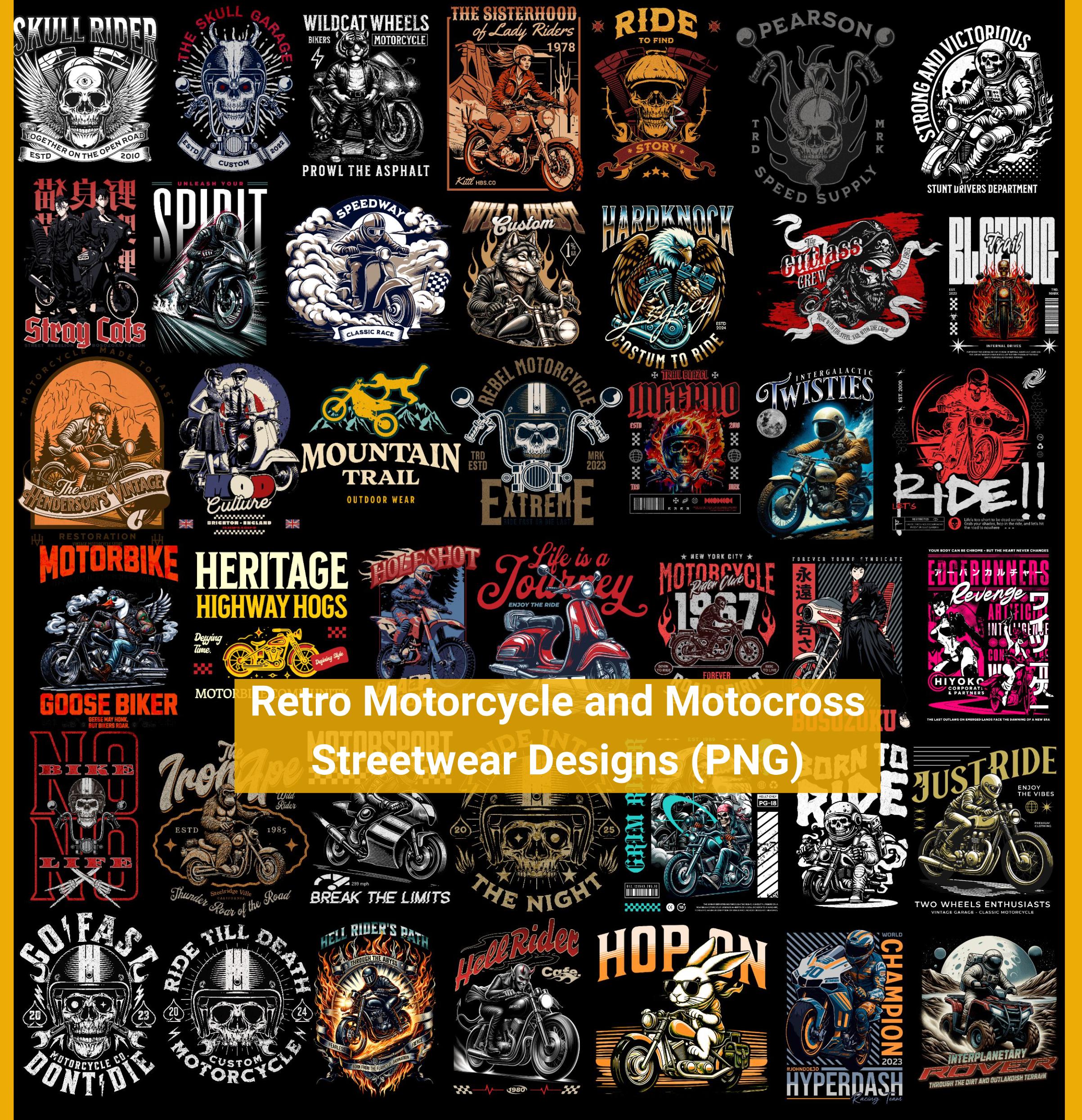 200+ Motorcycle Biker Streetwear PNG Design Bundle | T-shirt Graphics ...