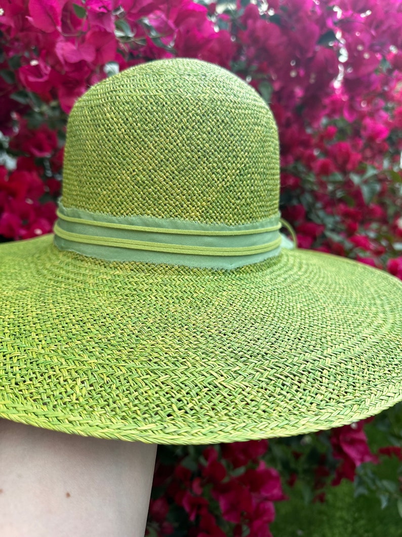 Straw Hat | Beach Hat | Green Hat | Luxury Hat | Wide Brim Hat | Women ...