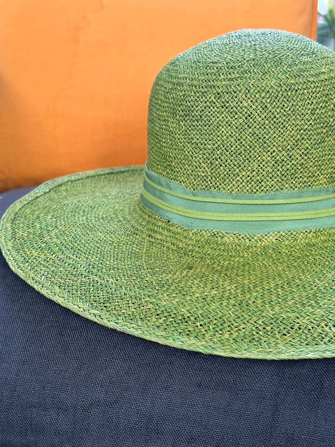 Straw Hat | Beach Hat | Green Hat | Luxury Hat | Wide Brim Hat | Women ...