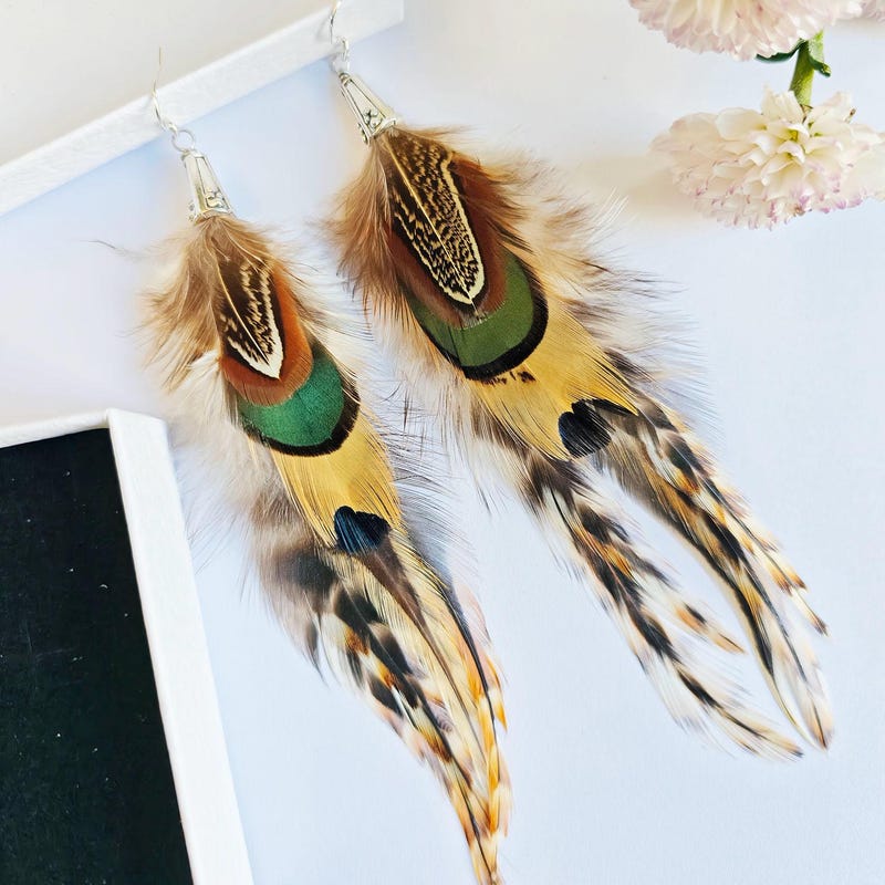 Earrings Feather Ostrich - Etsy UK
