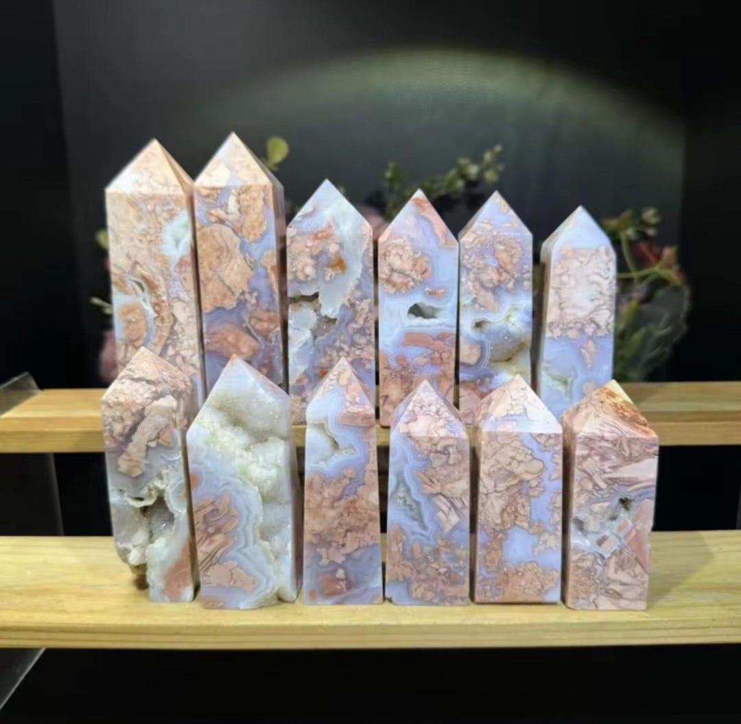 Cotton Candy Agate/pink Agate Towers Natural Crystal Healing Mineral - Etsy