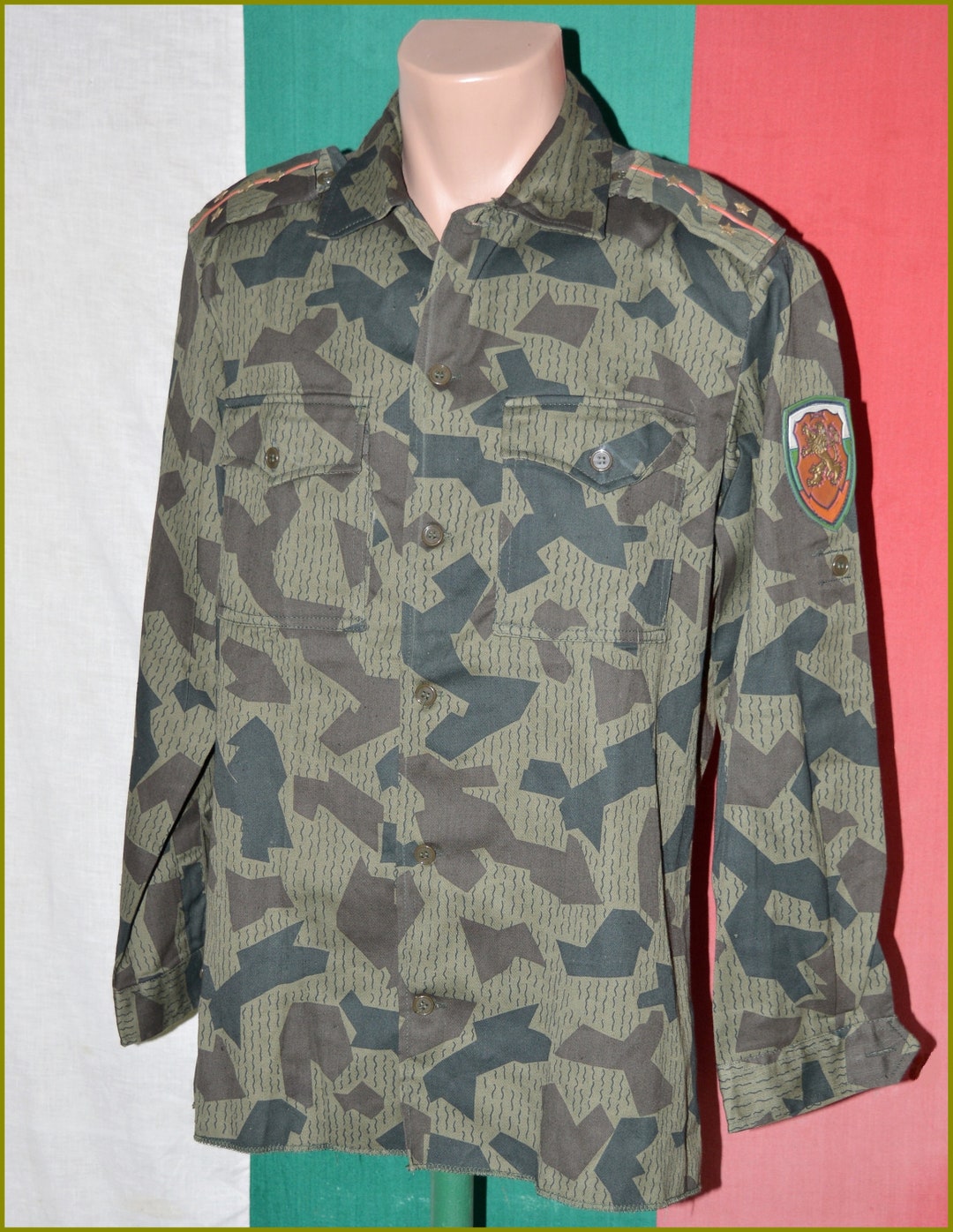 Bulgarian Army Splinter Camouflage Coat Shirt Insignia Sz.m to L Long ...
