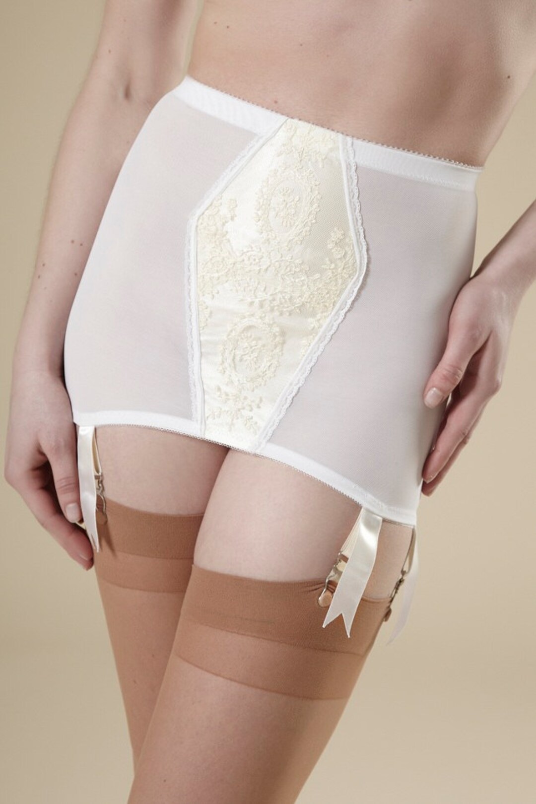 Pin-up Girdle Wedding White Garter Skirt W/ Vintage English - Etsy