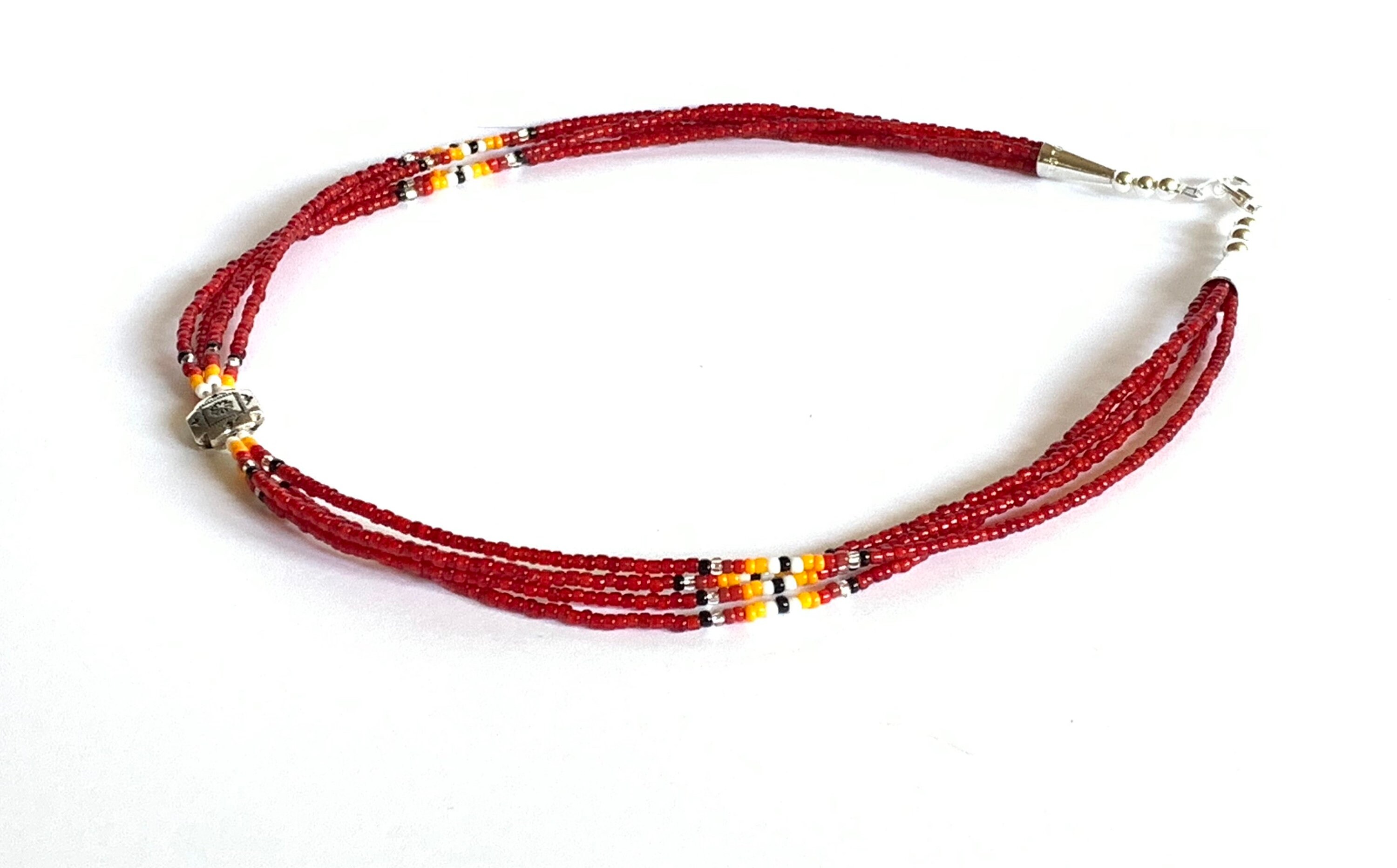 Native Made, Authentic Native American - Necklace - White Lined Red ...