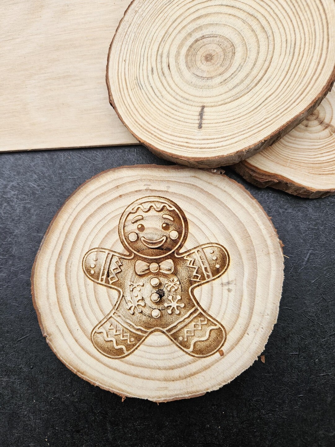 Set of Gingerbread Man Coasters Rustic Christmas Decor, Unique Holiday ...