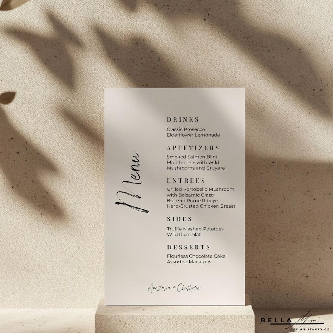 Minimalistic Menu Template, Hand Written Menu Template, Wedding Menu ...