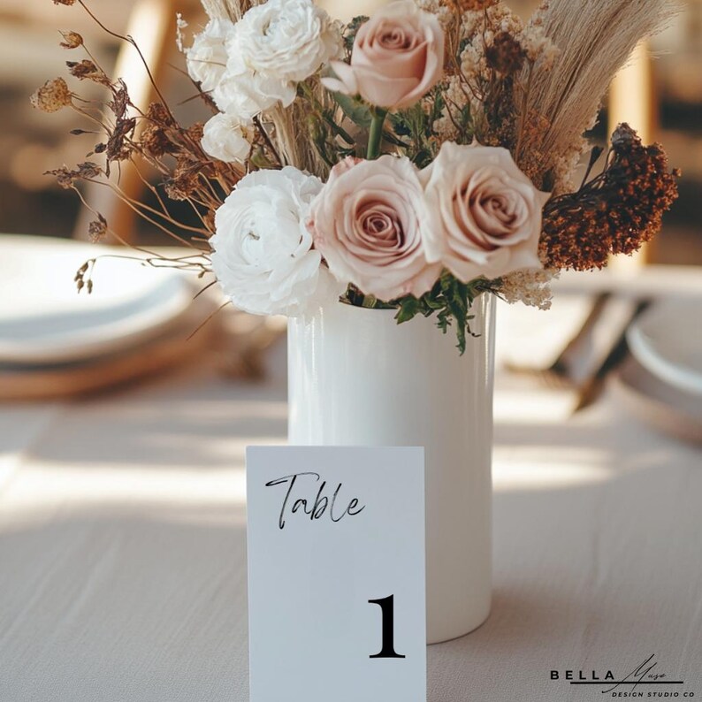 Minimalistic Table Number, Handwriting, Calligraphy, Wedding Template ...