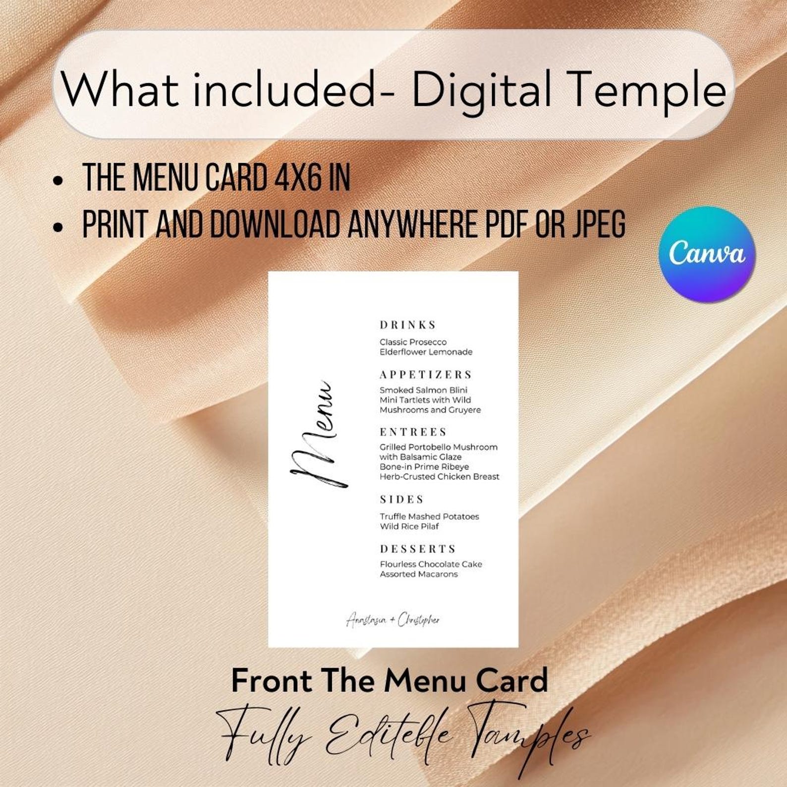 Minimalistic Menu Template, Hand Written Menu Template, Wedding Menu ...