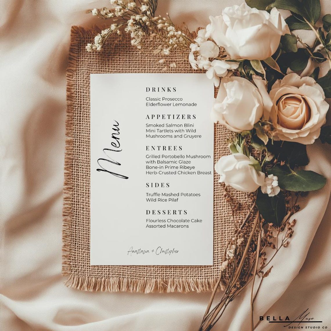 Minimalistic Menu Template, Hand Written Menu Template, Wedding Menu ...