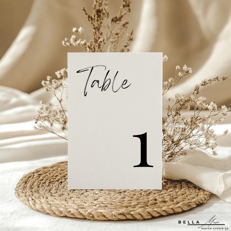 Minimalistic Table Number, Handwriting, Calligraphy, Wedding Template ...