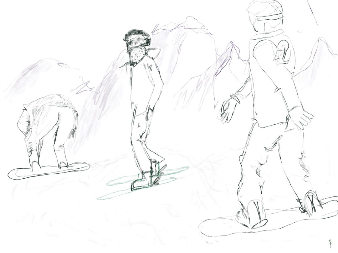 Snowboarding Line Art- Printable Wall Art for Ski and Snowboard ...