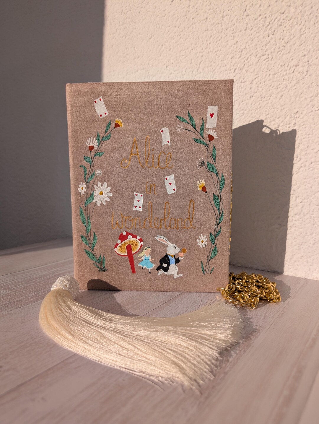 Book Clutch Handmade alice in Wonderland Hand-painted With Acrylic ...