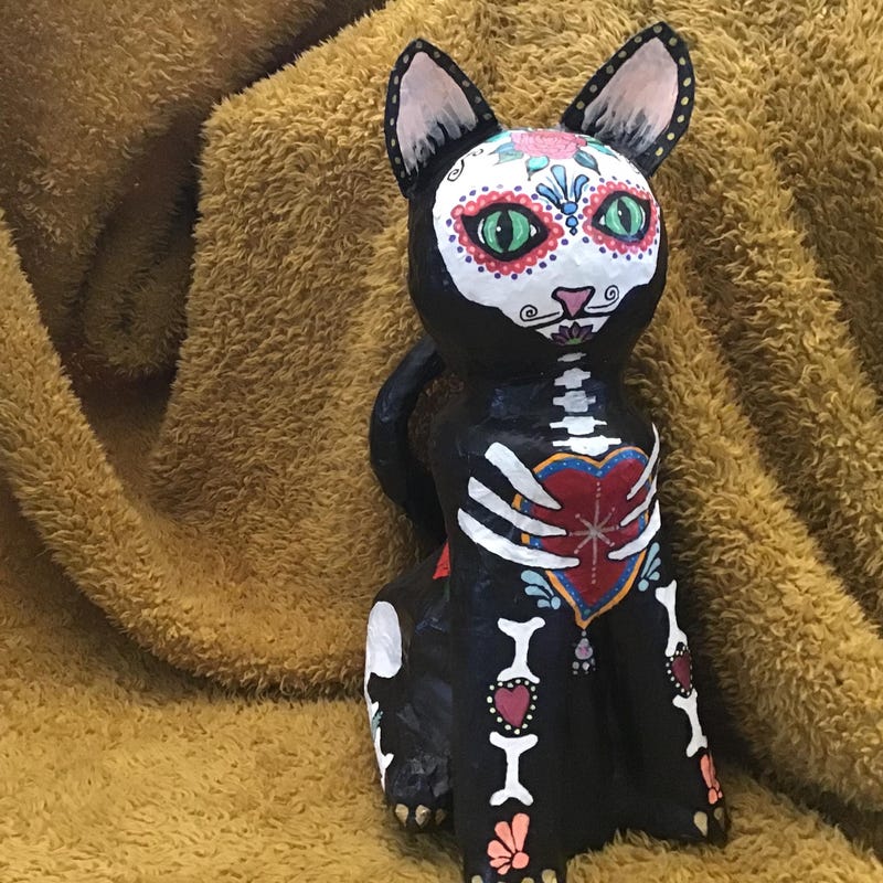 Paper Mache Cat - Etsy
