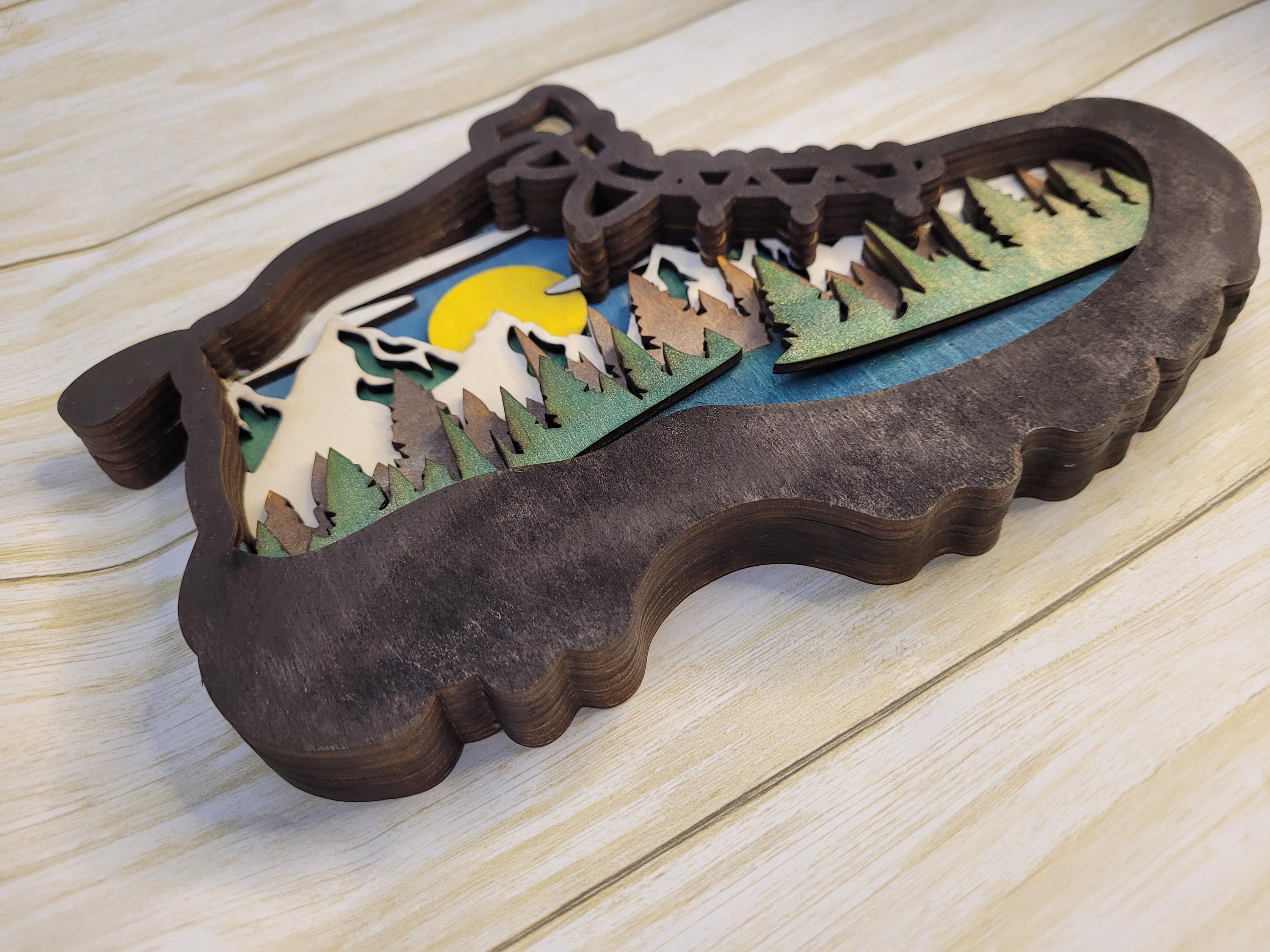 Hiking Boot Layered Wood. Graduation Adventure Gifts Hiking Hiker ...