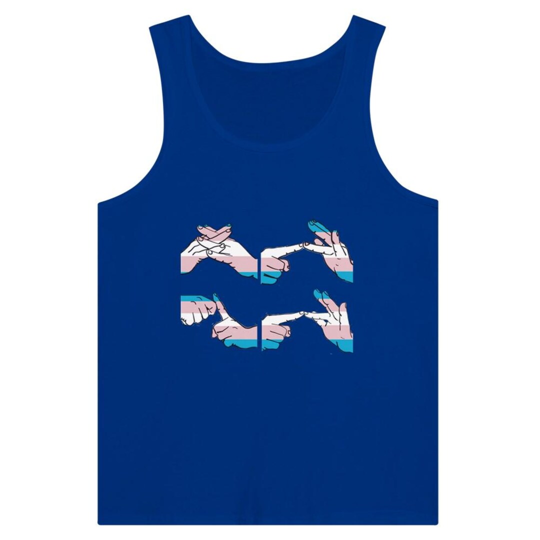 LGBTQ woke British Sign Language Tank Top Trans Colours Vest TOP S-2XL ...