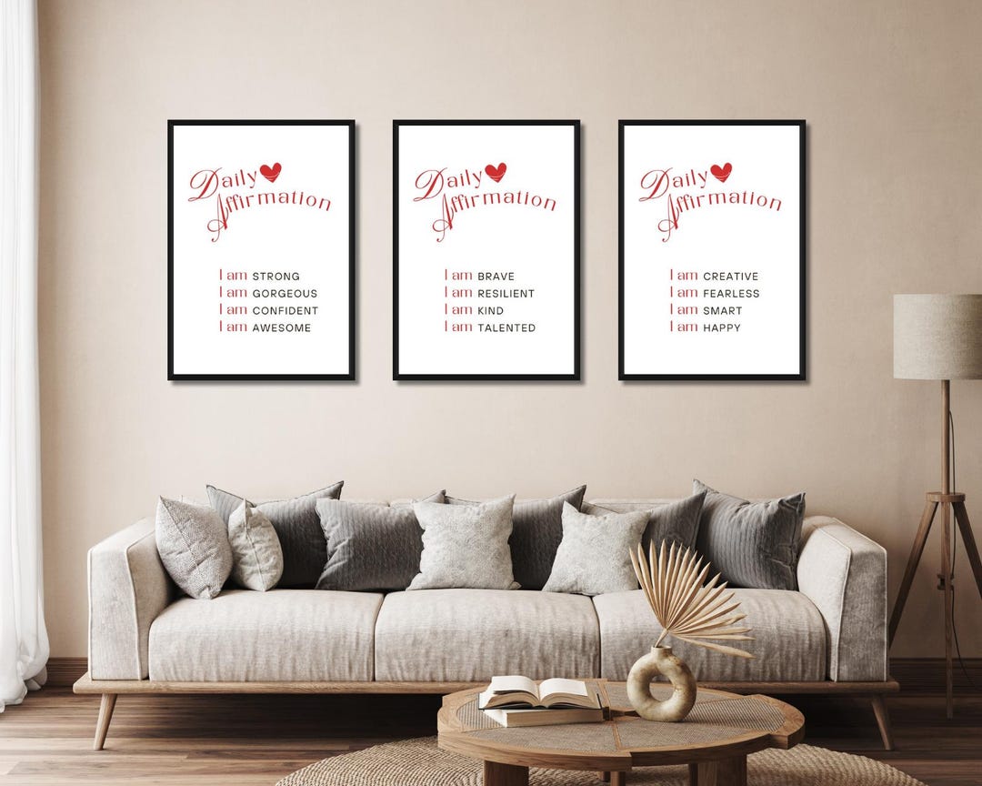 Daily Affirmation Poster Set – 3 Positive I Am Prints for Self Love ...