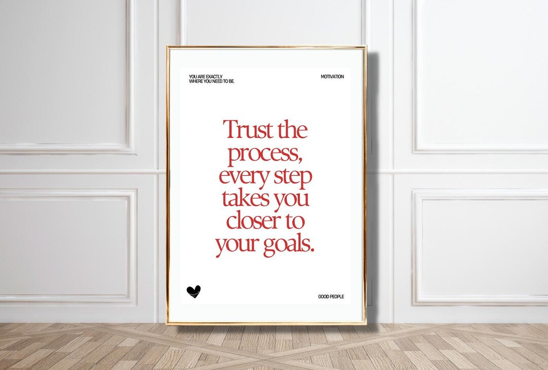 Trust the Process Poster Motivational Wall Art Goal-oriented ...