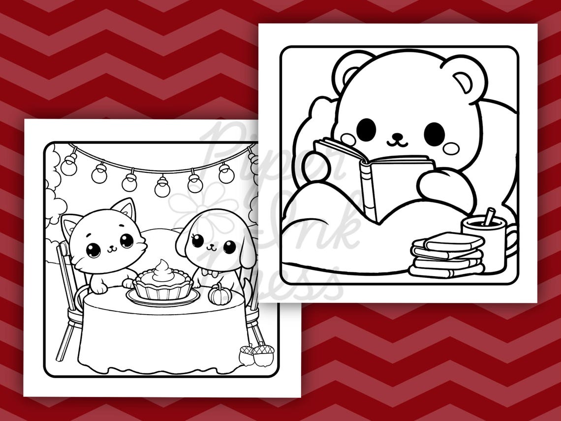 Fall Critters Cozy Bold & Easy Coloring Pages for Adults, Teens - 6 ...