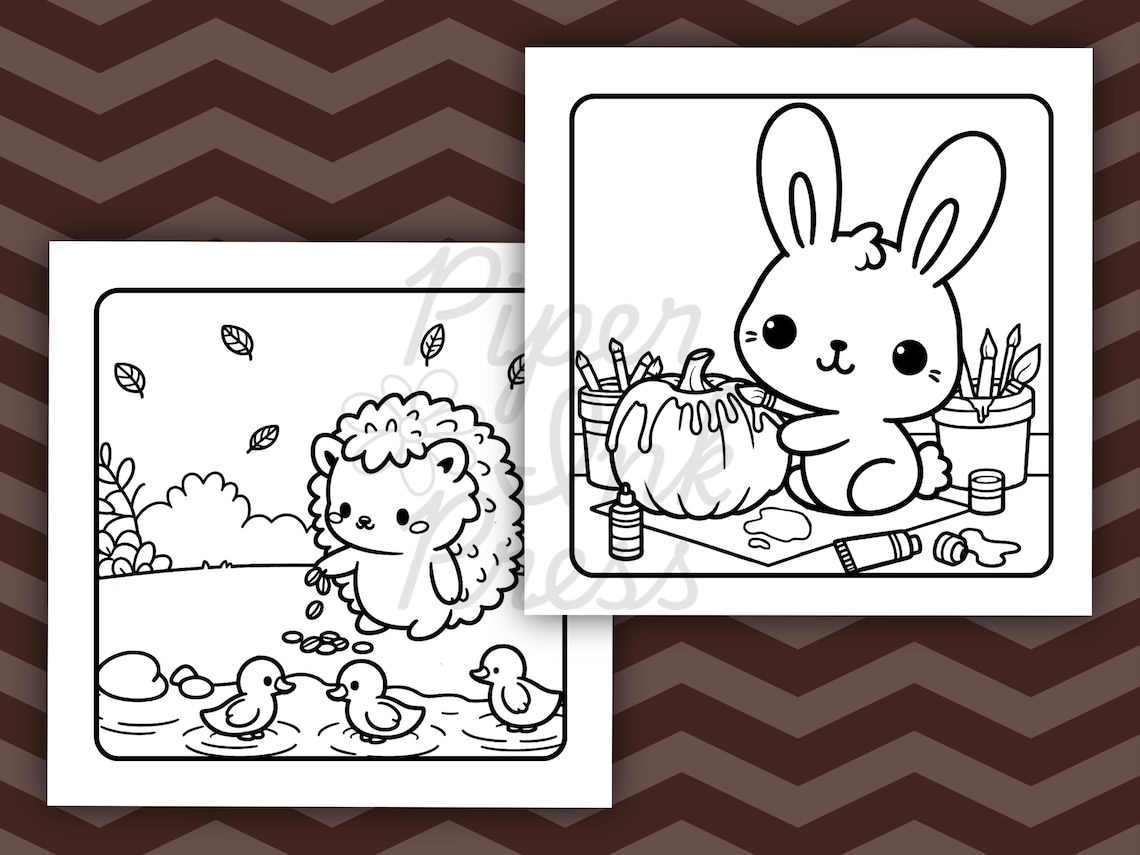 Fall Critters Cozy Bold & Easy Coloring Pages for Adults, Teens - 6 ...